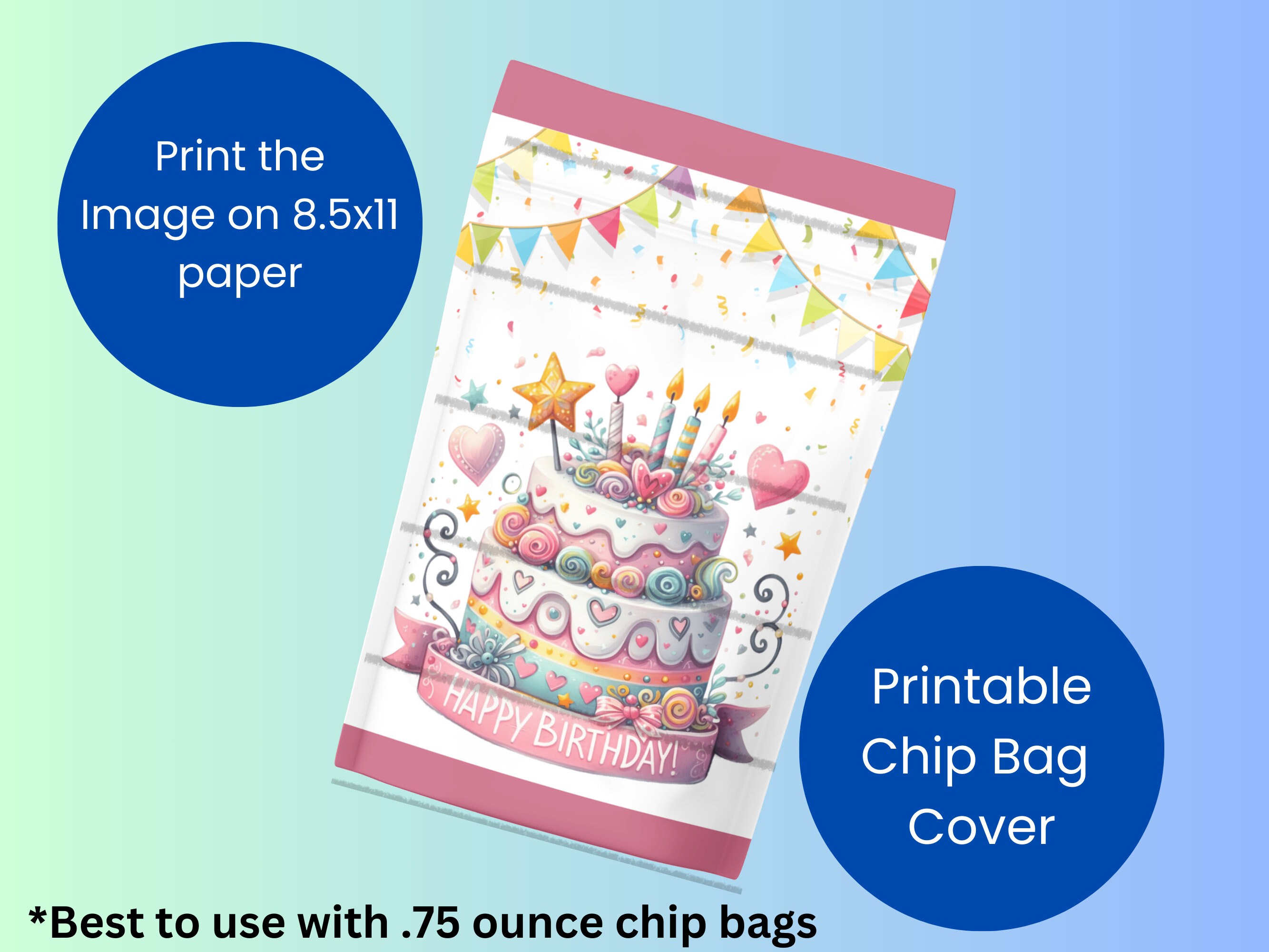 Happy Birthday Printable Chip Bag Cover Pink PDF Print and Use - Etsy