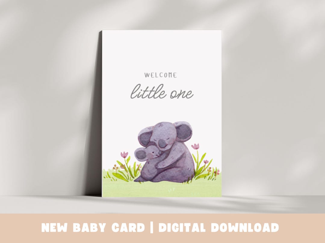 Koala Baby Shower Card: Welcome Little One Printable (PDF Download 5x7 ...