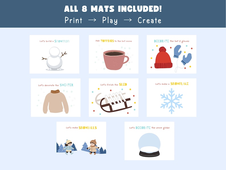 Winter Play Dough Mats Printable, Seasonal Toddler Activities ...