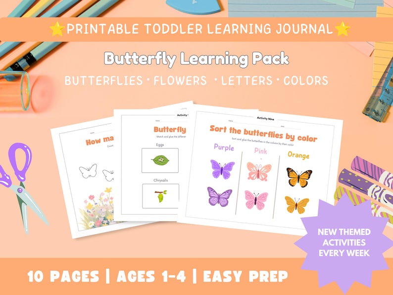 Butterfly Toddler Learning Worksheets, Butterfly Life Cycle Preschool ...