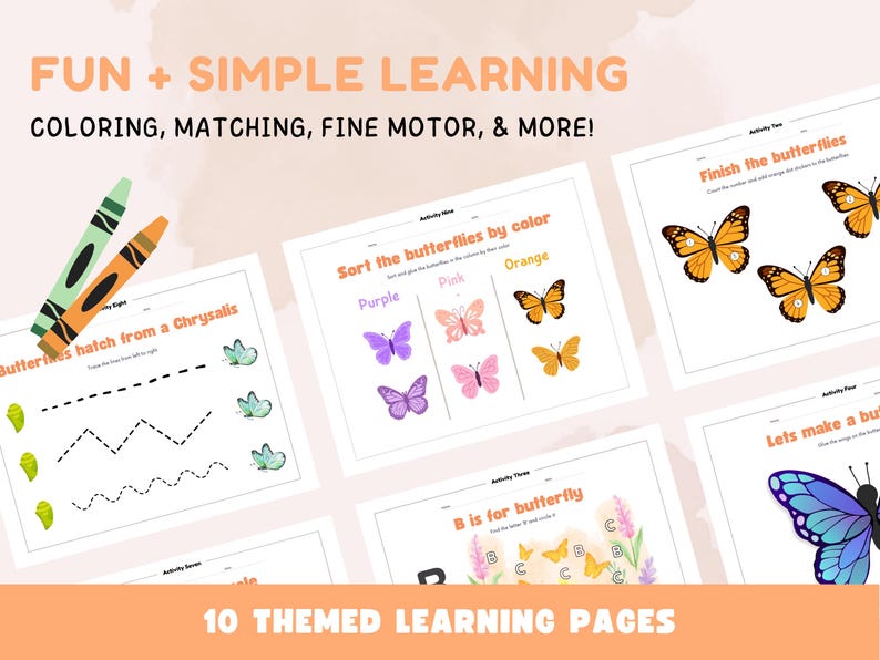Butterfly Toddler Learning Worksheets, Butterfly Life Cycle Preschool ...