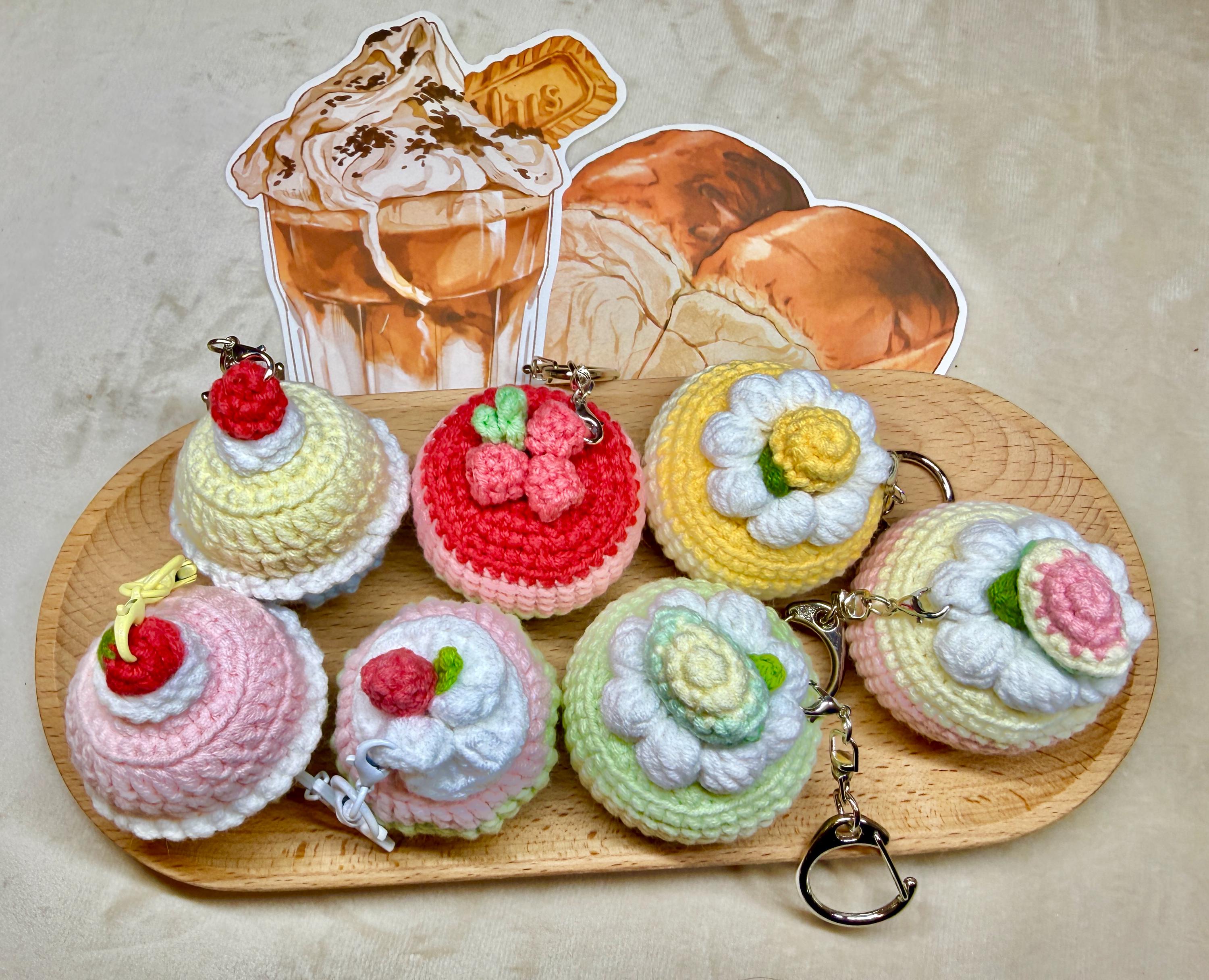 100% Handmade Crochet Basque Cheesecake Charm, Crochet Keychain, Foodie ...