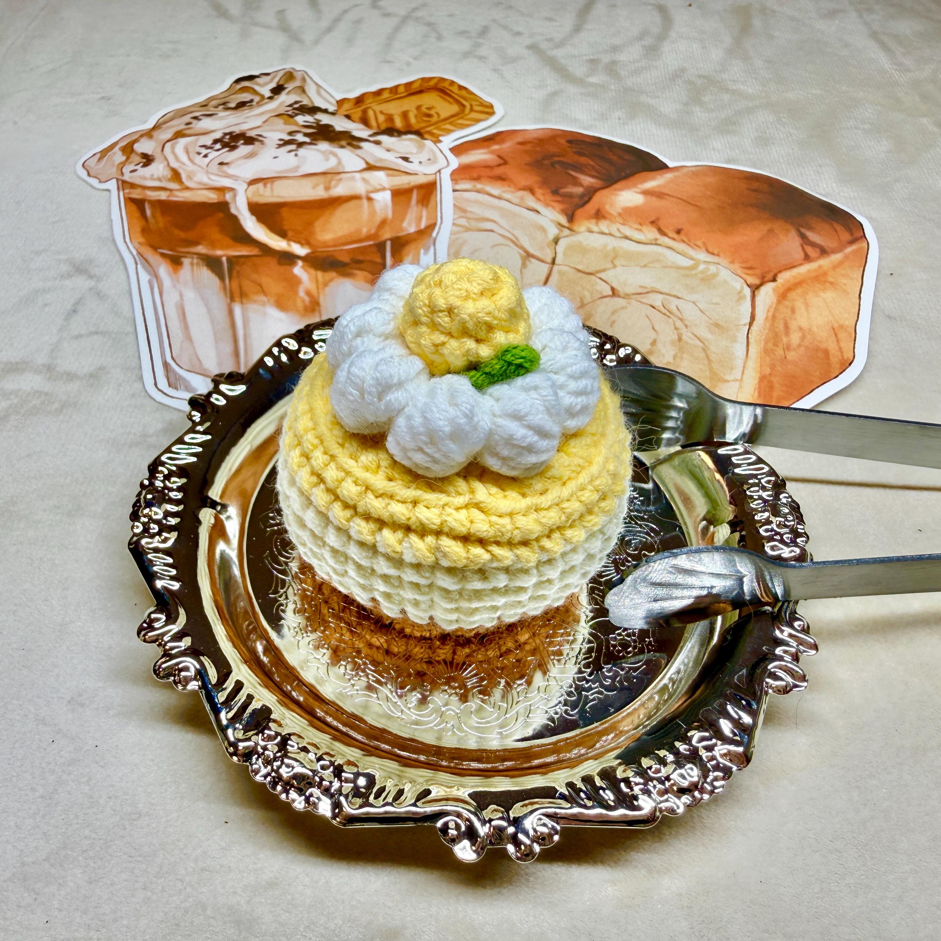 100% Handmade Crochet Basque Cheesecake Charm, Crochet Keychain, Foodie ...