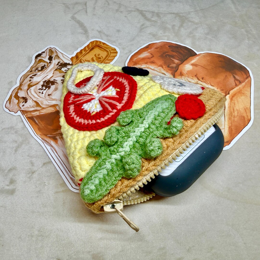 Handmade Crochet Pizza Mini Wallet, Amigurumi Pizza Slice Zipper Coin ...