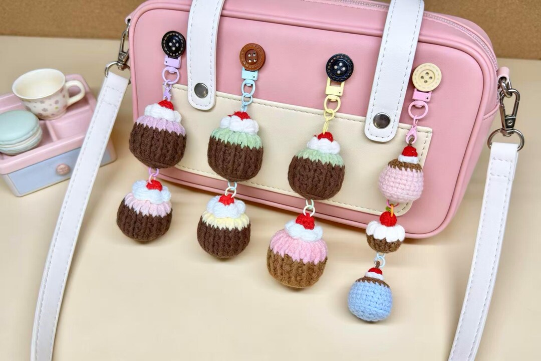 100% Handmade Crochet Canelé Cake Charm/keychain, Kawaii Plushie Dangle ...