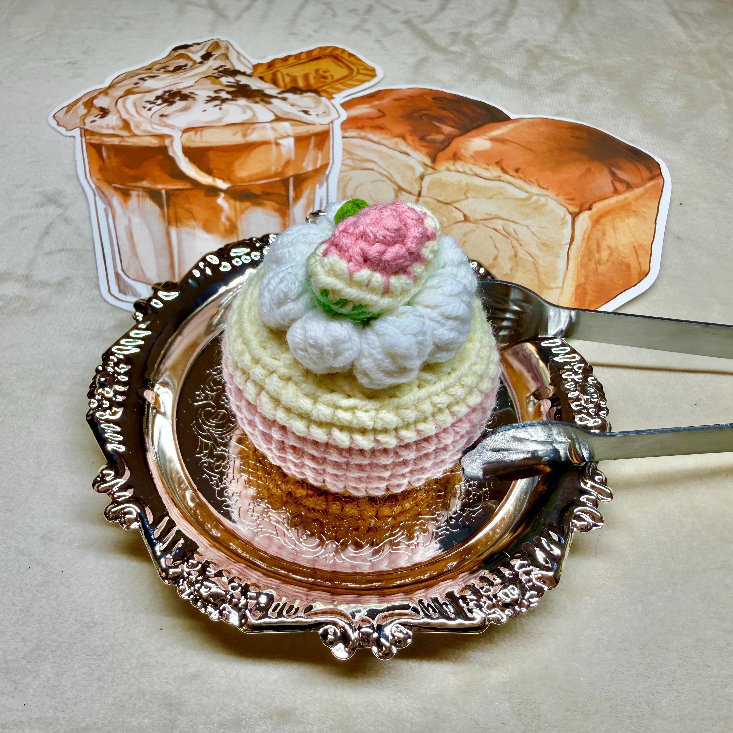 100% Handmade Crochet Basque Cheesecake Charm, Crochet Keychain, Foodie ...