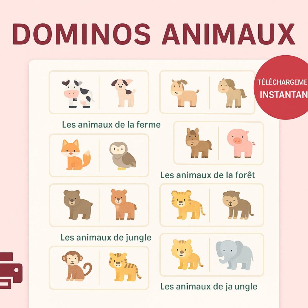Educational Printable Dominoes - Three Themes - Jungle Animals, Forest ...