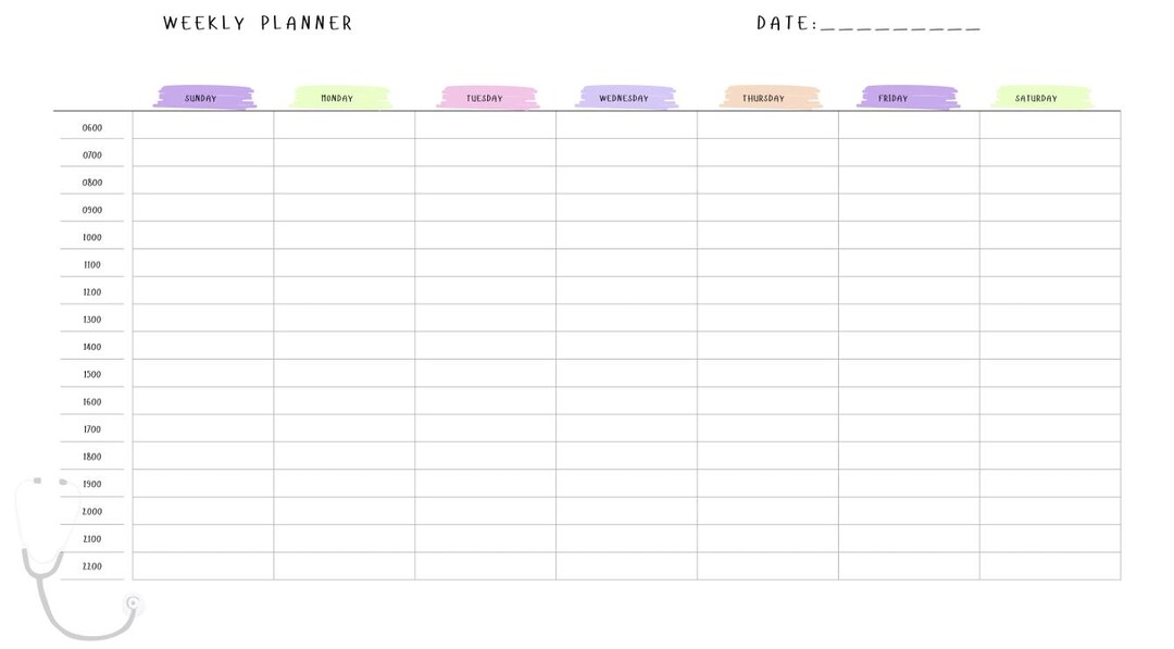 Nursing Student Weekly Calendar Template - Etsy
