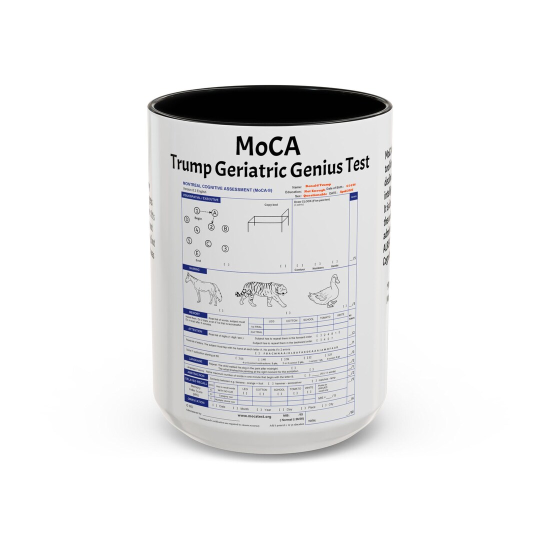 Moca - Trump Geriatric Genius Test - Glossy Ceramic Mug by Protest Tee ...
