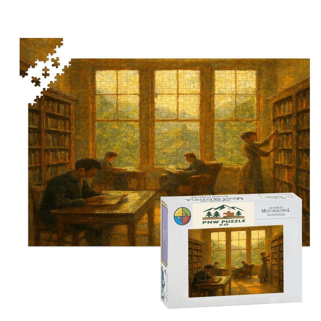 Library After Hours – Cozy PNW Puzzle | Afternoon Scene With Books ...