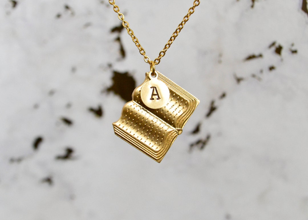 Personalized Book Necklace - Book Jewelry - Book Lover - Librarian ...