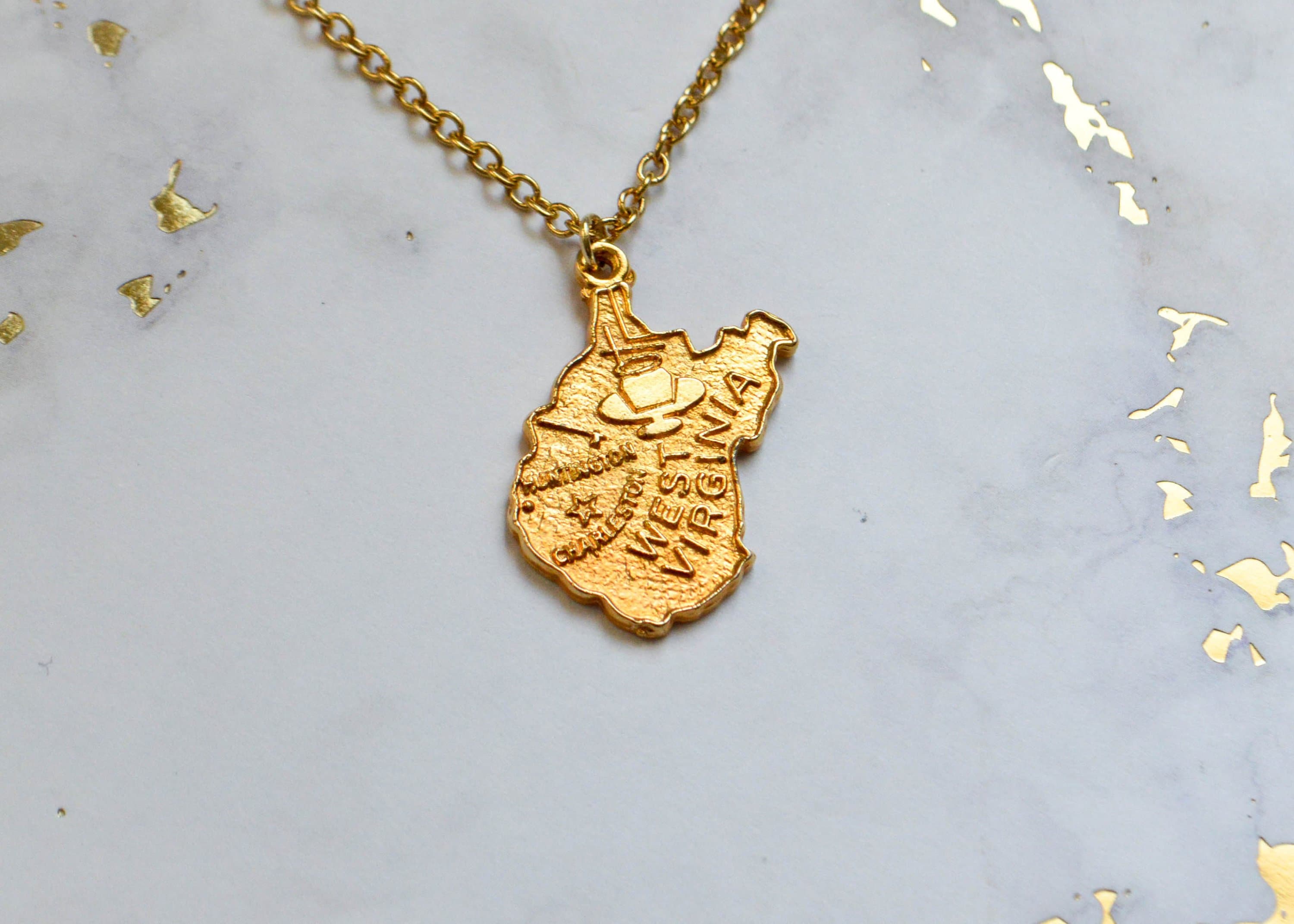 Vintage West Virginia Necklace State Necklace West - Etsy