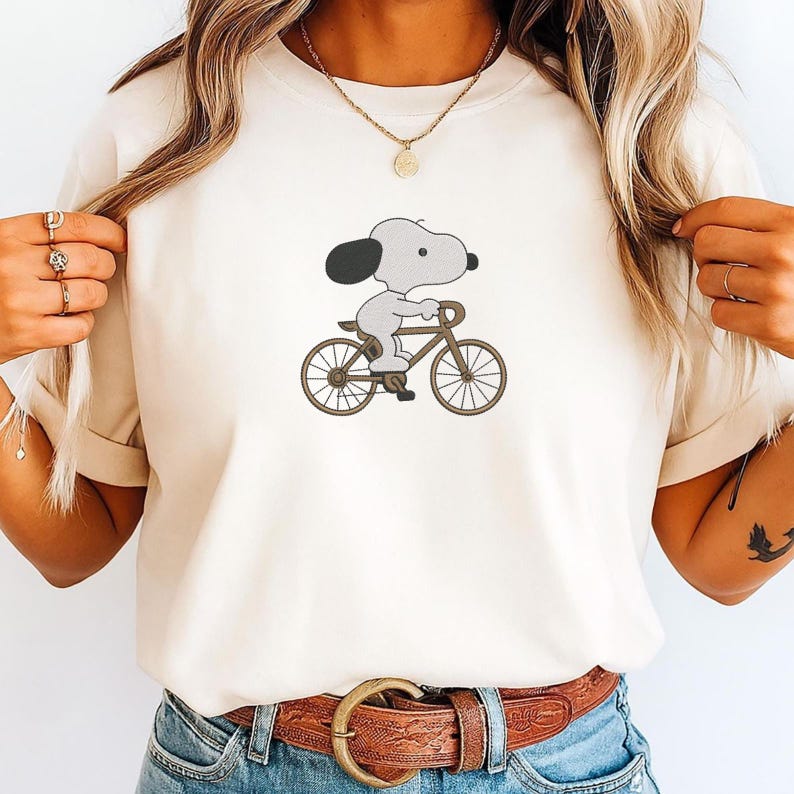 Cartoon Dog Bicycle Embroidery Design | Multi-size PES DST EXP (digital ...