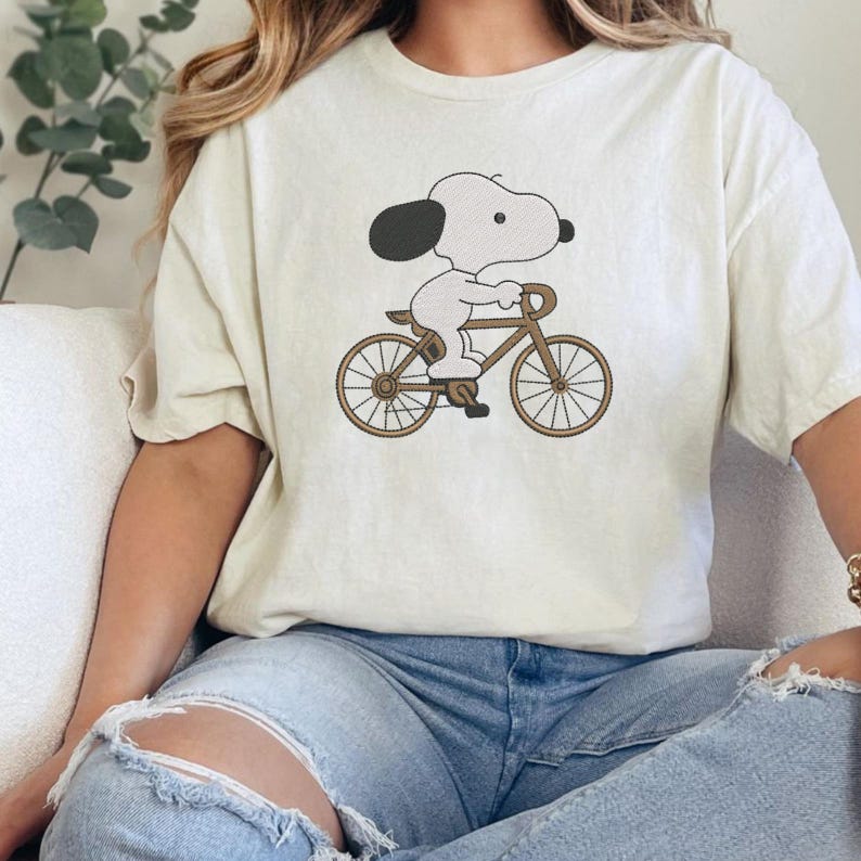 Cartoon Dog Bicycle Embroidery Design | Multi-size PES DST EXP (digital ...