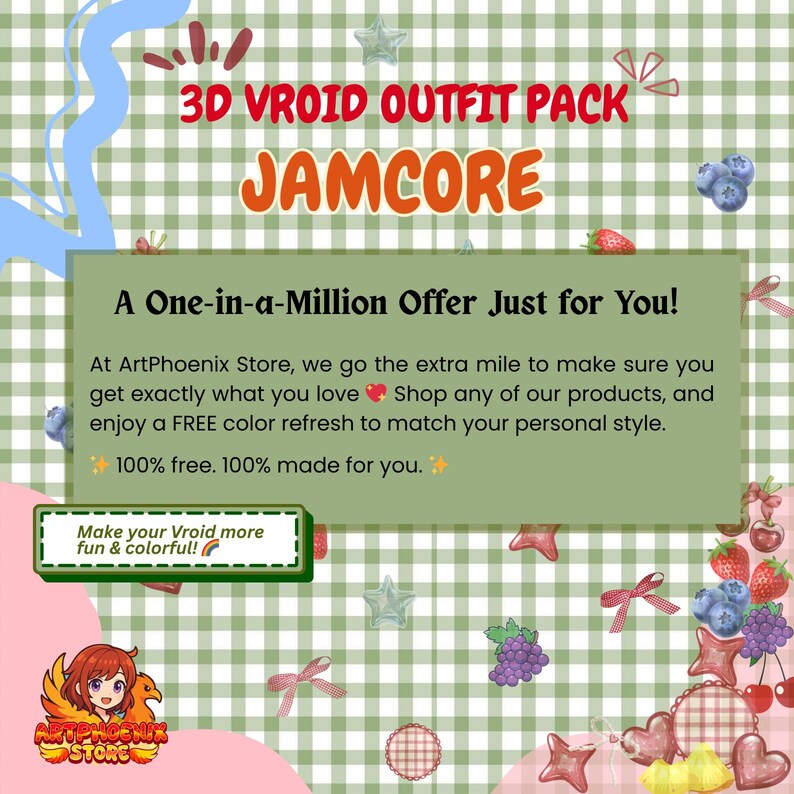 Vroid Jamcore Outfit Pack | Anime Vtuber 3D Fashion (.vroidcustomitem ...