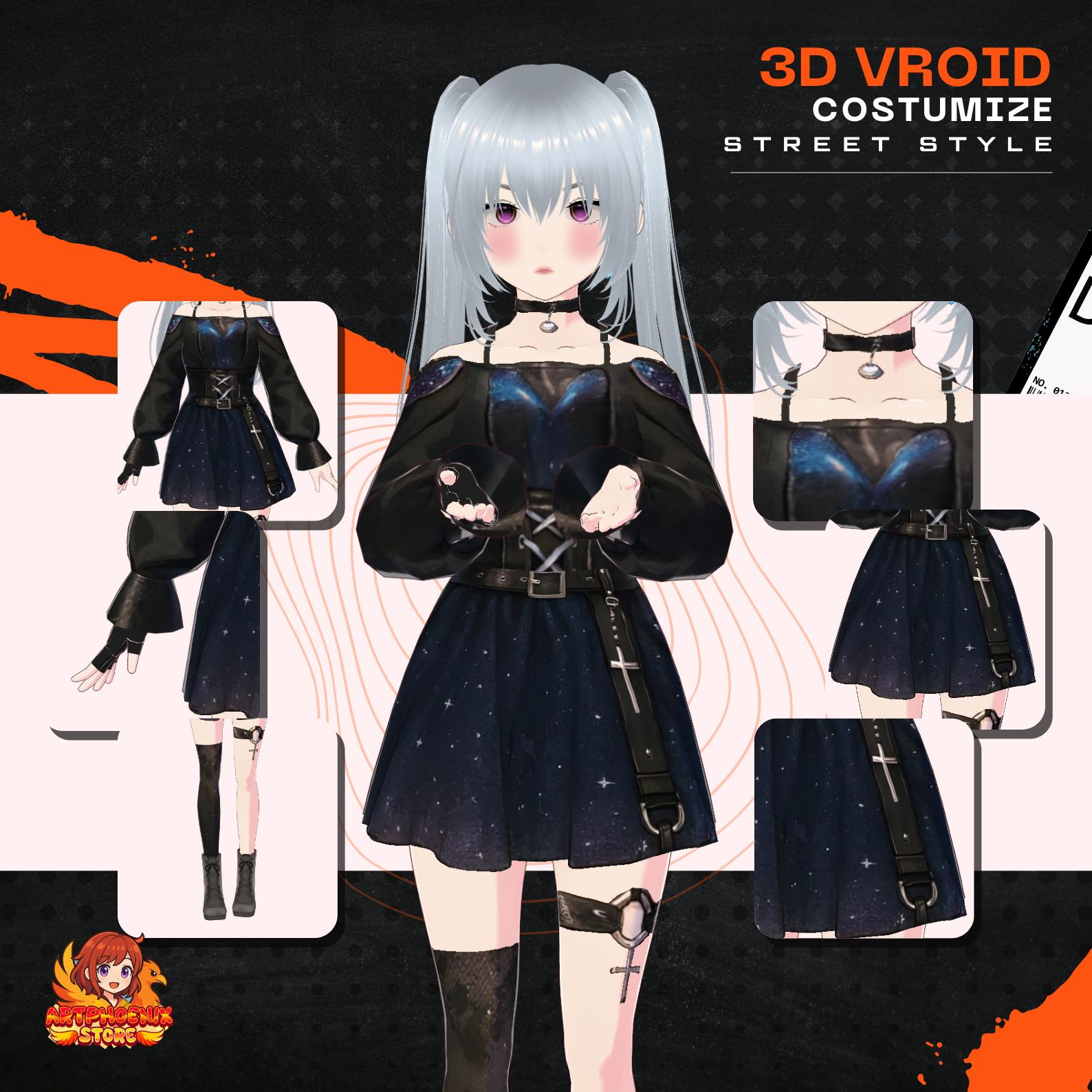LIMITED Vroid Gothic Streetwear Outfit: Dark Anime Vtuber Fashion - Etsy