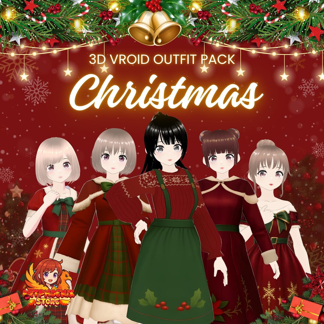 Vroid Valentine Christmas Outfit Pack | Festive 3D Vtuber Dress Set - Etsy