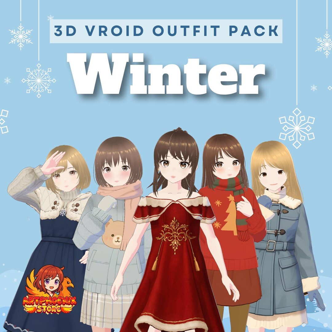 Vroid Valentine Winter Outfit Pack | 3D Anime Avatar Clothing - Etsy