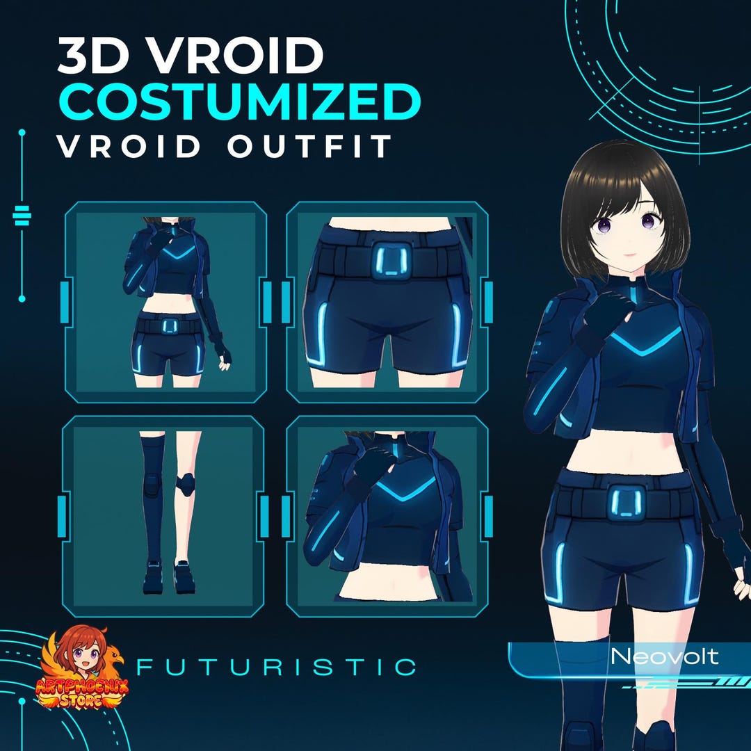Vroid Asset Cyberpunk Techwear Outfit: Vtuber 3D Digital Fashion - Etsy