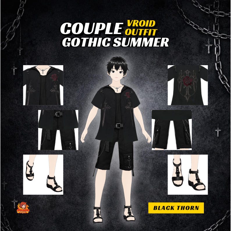 Vroid Gothic Couple Summer Outfit Vrchat Nightlife | Dark Romantic ...