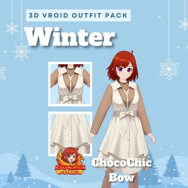 Vroid Winter Dress Outfit Pack | Vtuber Anime Avatar (3D Digital ...