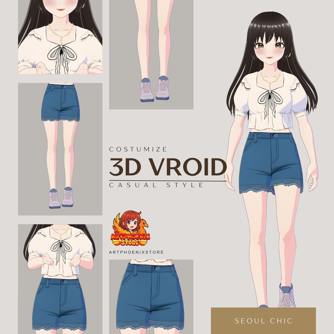 Vroid Summer Outfit: Ribbon Top & Scalloped Shorts (.vroidcustomitem ...