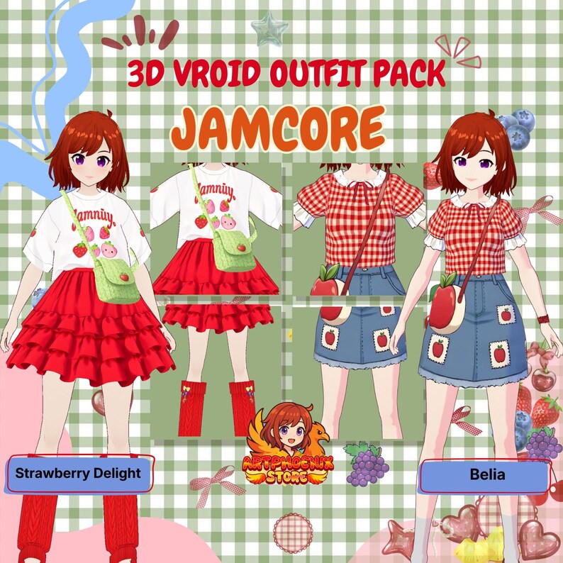 Vroid Jamcore Outfit Pack | Anime Vtuber 3D Fashion (.vroidcustomitem ...