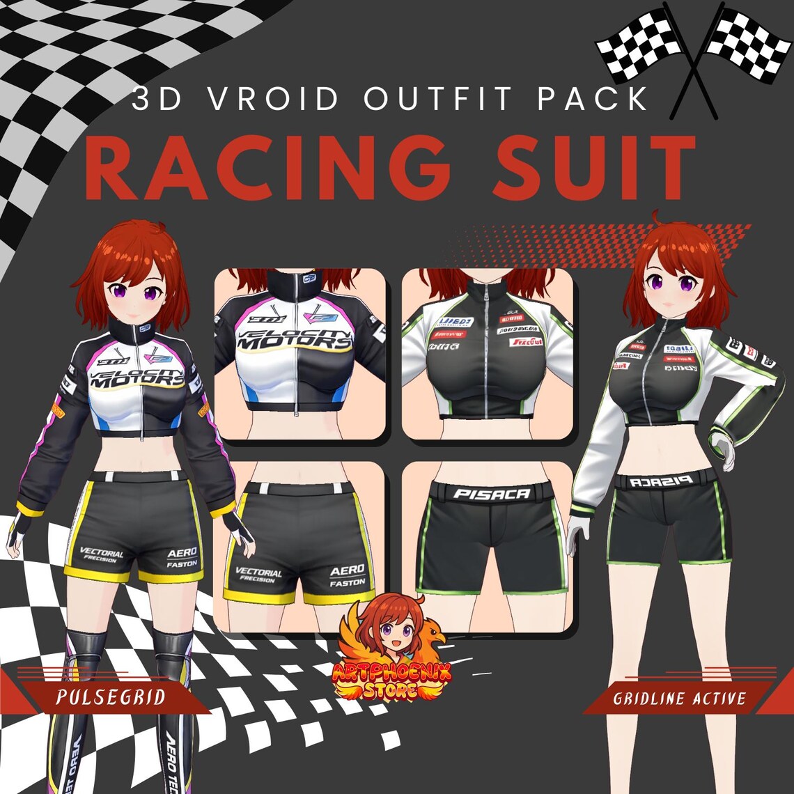 Vroid Jacket Racing Suit Outfit | Sporty 3D Vtuber Clothing - Etsy