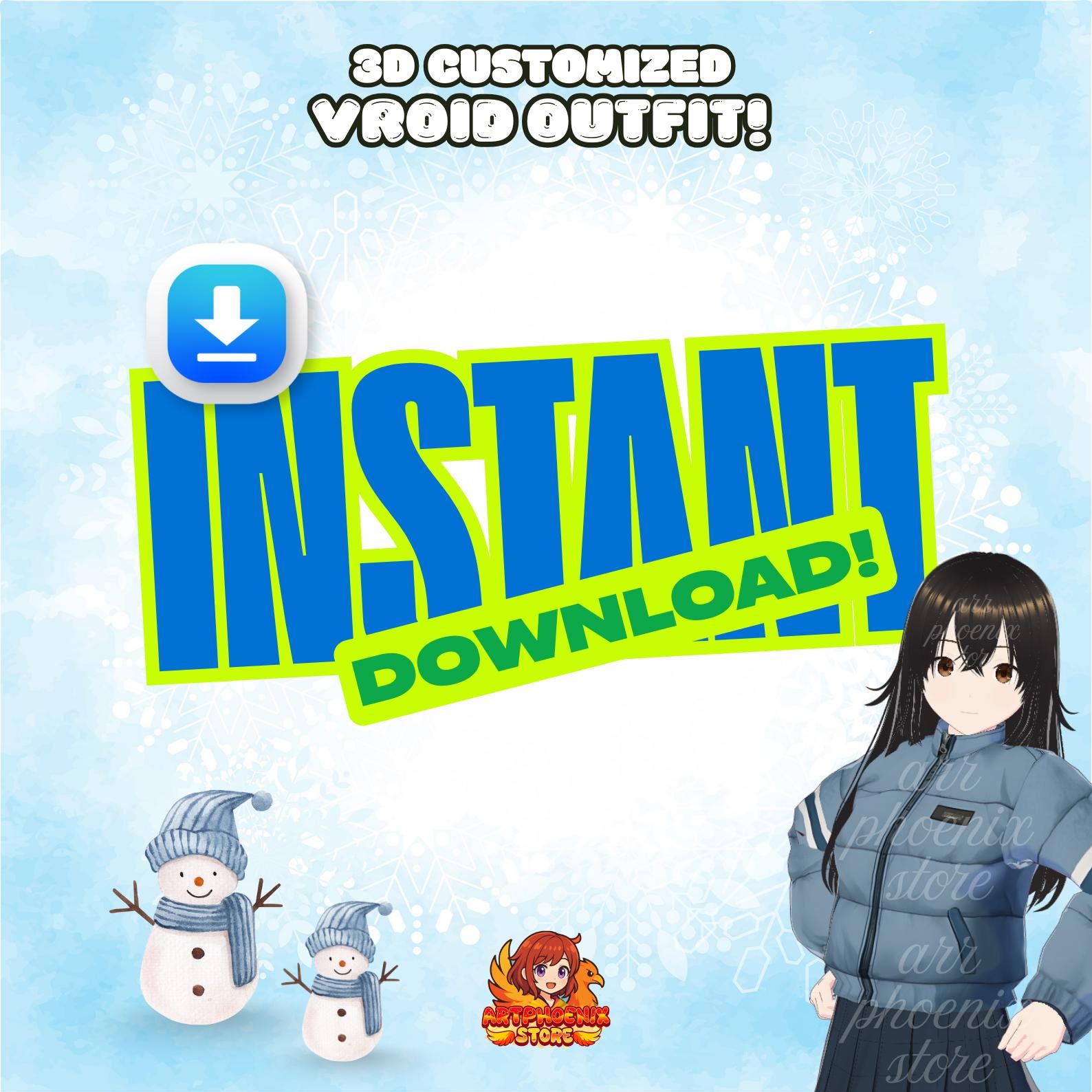 Vroid Winter Outfit: Snowflake Jacket & Skirt for Vtuber Anime Avatar ...