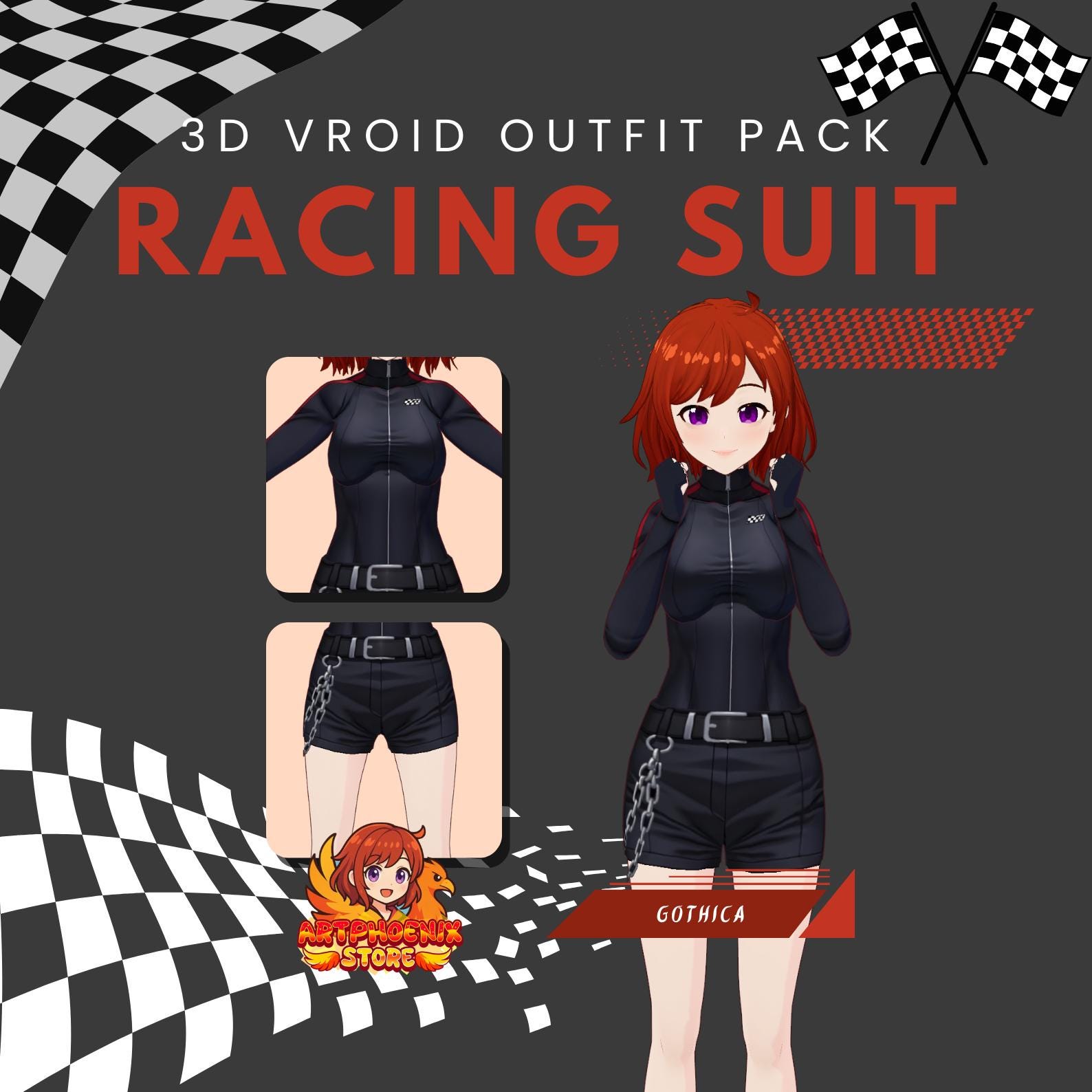 Vroid Jacket Racing Suit Outfit | Sporty 3D Vtuber Clothing - Etsy