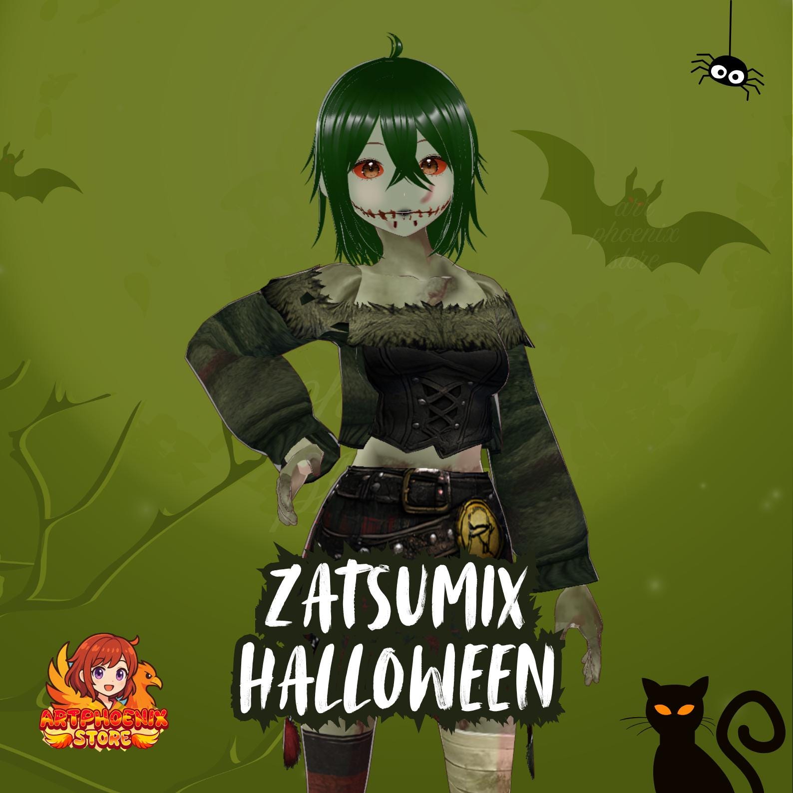 Vroid Zombie Halloween Outfit | Gothic Tartan Dress, Vtuber Fashion ...