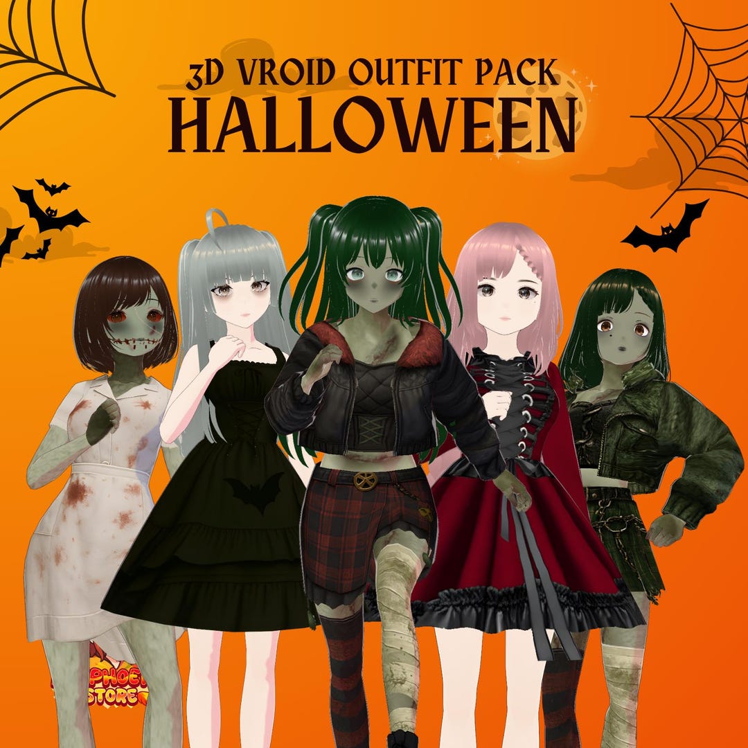 3D Vroid Halloween Outfit Pack | Gothic Vtuber Fashion - Etsy