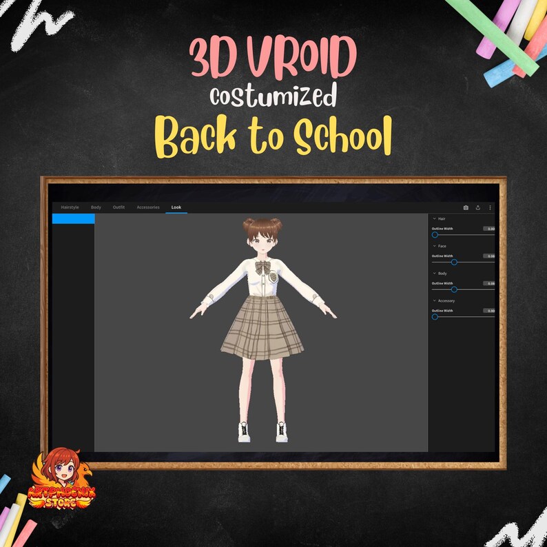 Vroid Classic School Uniform Outfit: Plaid Skirt, Bow, Anime Vtuber ...