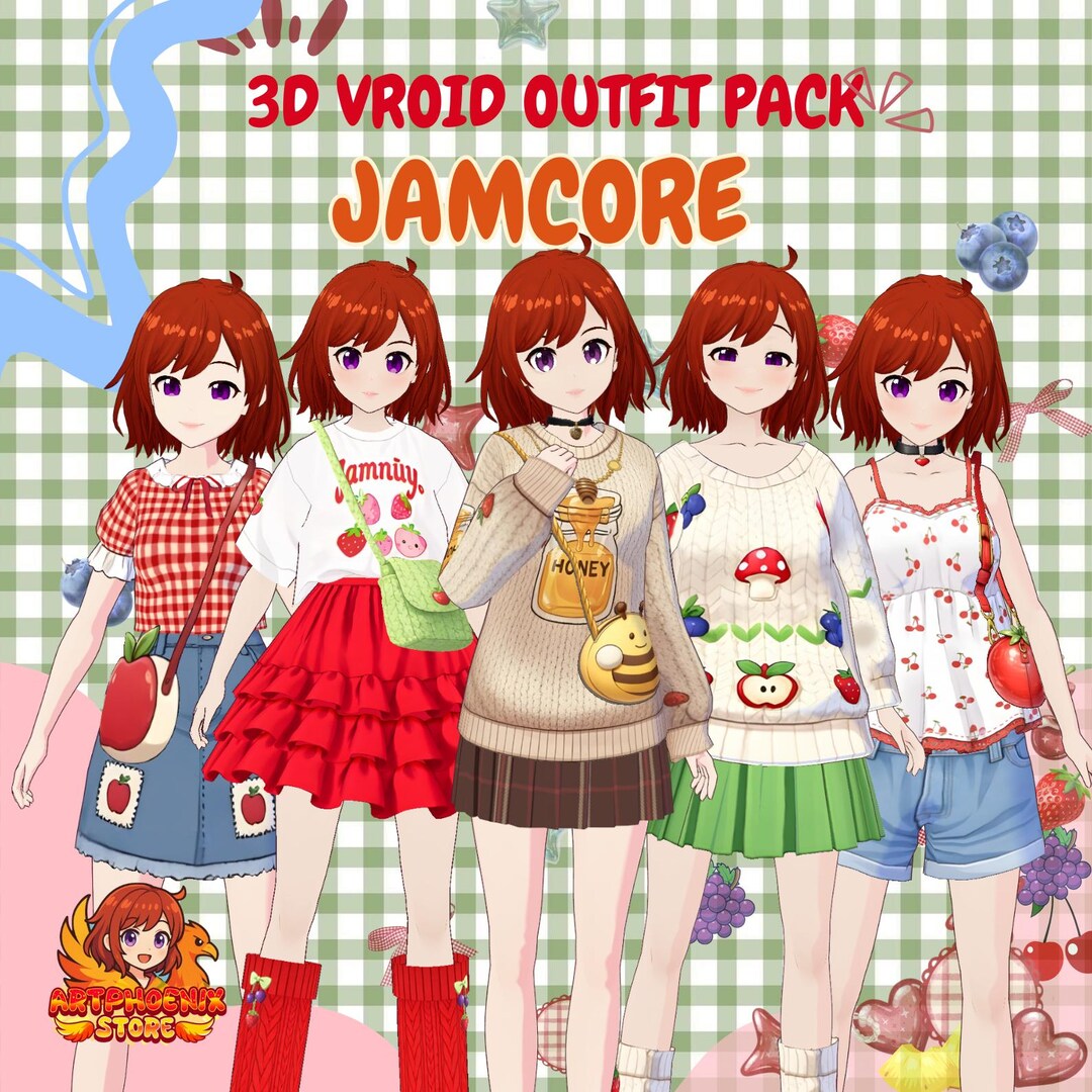 Vroid Jamcore Outfit Pack | Anime Vtuber 3D Fashion (.vroidcustomitem ...