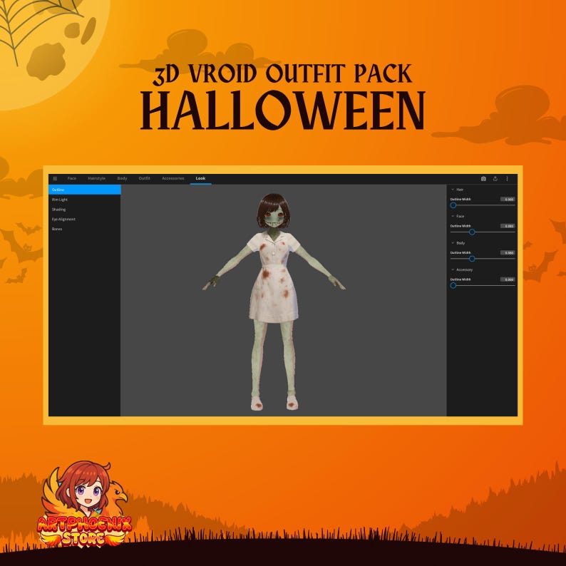 6 Outfit Vroid Gothic Nurse Halloween Pack | Zombie Vtuber Costume - Etsy