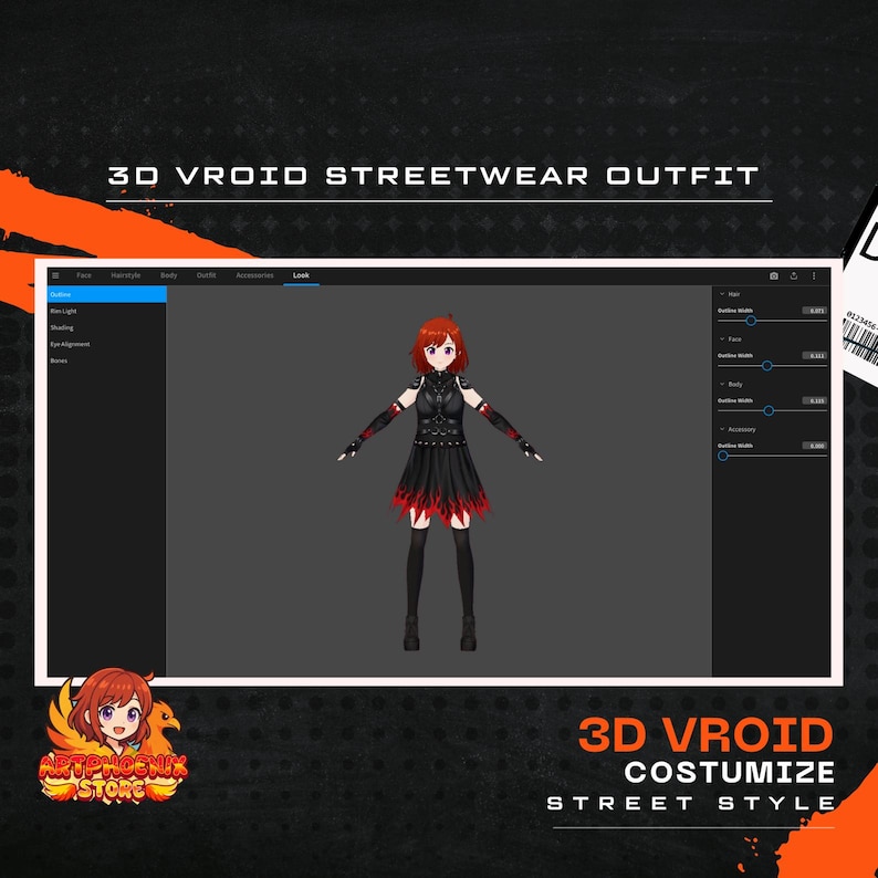 5 Gothic Jacket Outfit Vroid| Dark Streetwear, Punk Vtuber Fashion ...