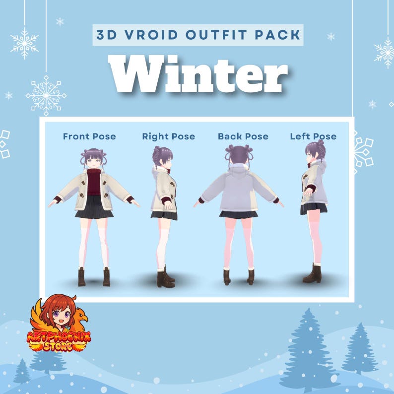 Vroid Winter Outfit Pack | 3D Vtuber Clothing Textures - Etsy
