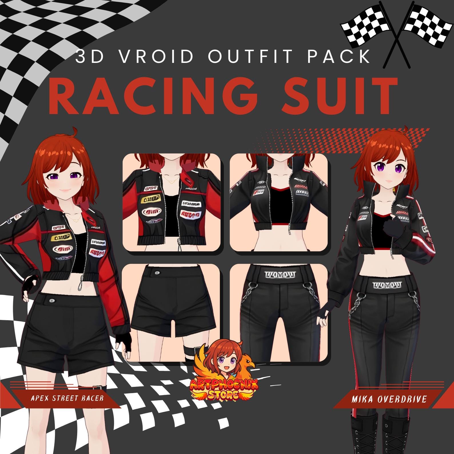 Vroid Jacket Racing Suit Outfit | Sporty 3D Vtuber Clothing - Etsy