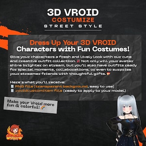 LIMITED Vroid Gothic Streetwear Outfit: Dark Anime Vtuber Fashion - Etsy