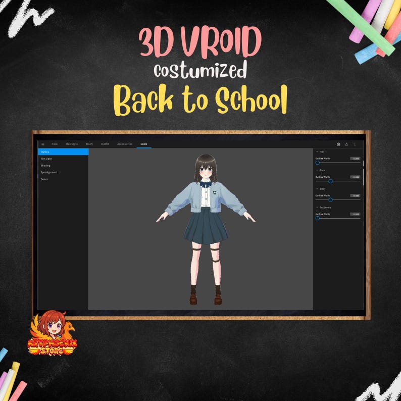 Blue School Uniform Vroid Outfit | Anime Pleated Skirt Seifuku, Cropped ...
