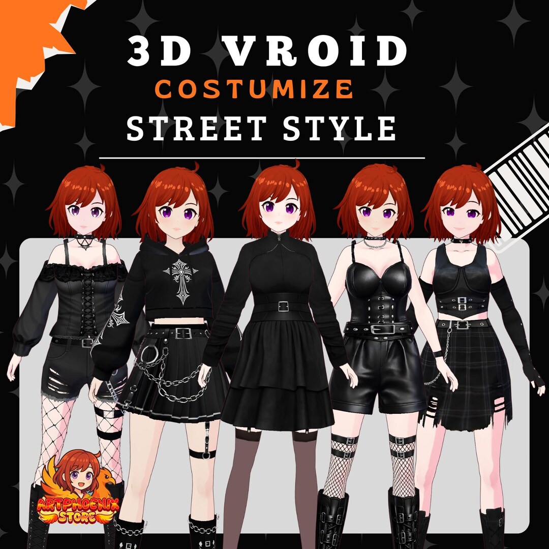 VRoid Valentinstag Gothic Streetwear Outfit | VTuber Dark AnimeAvatar ...