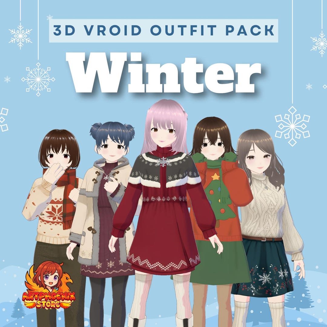 Vroid Winter Outfit Pack | 3D Cozy Vtuber Clothing - Etsy UK