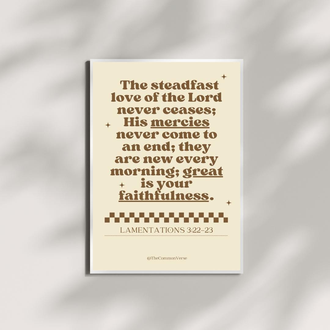 Christian Scripture Wall Art | Lamentations 3:22-23 Print | Bible Verse ...