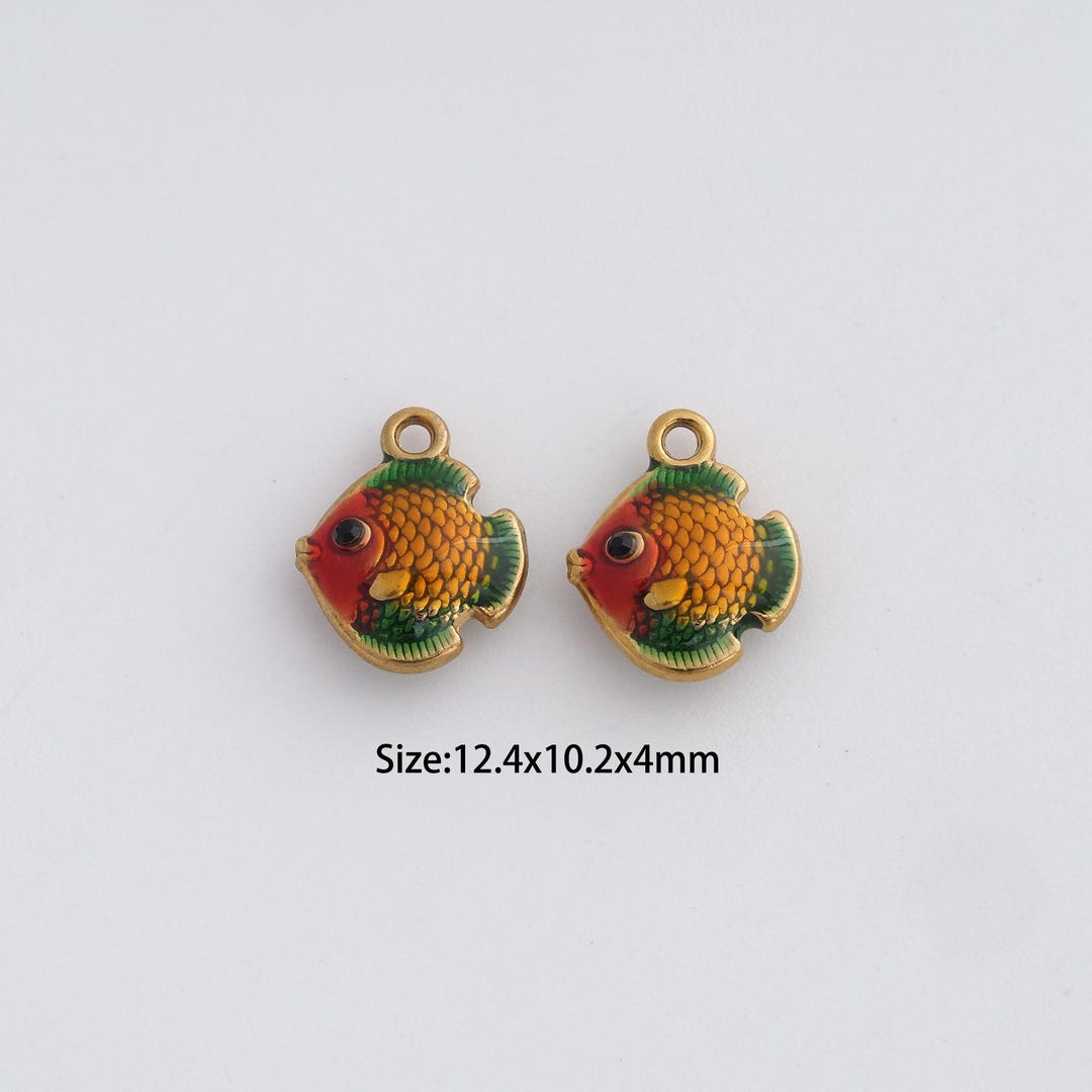 1/5/10 Pcs Steel Fish Pendant,stainless Steel Marine Life Charms,enamel ...