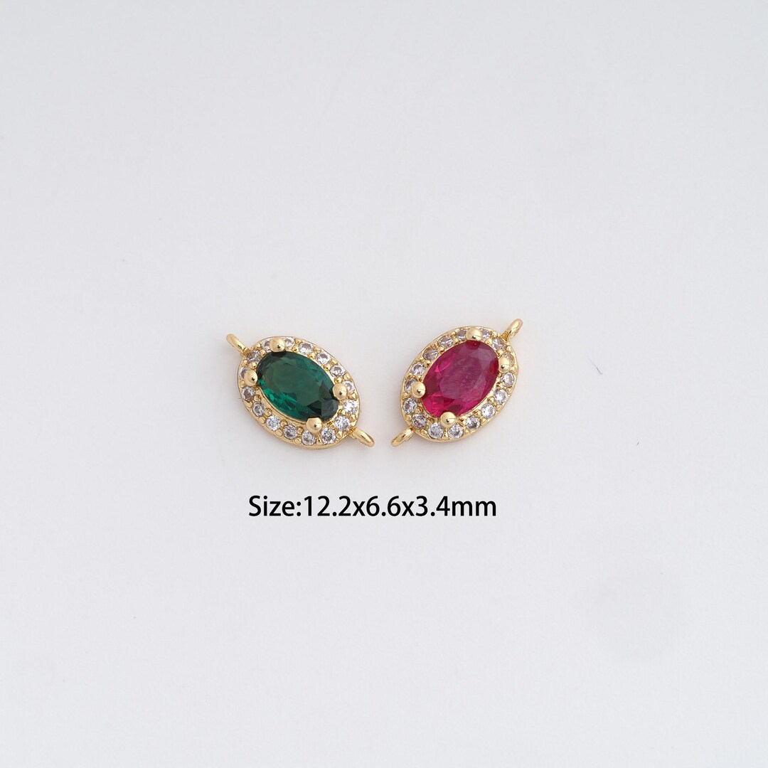 1/5/10 Pcs Gold CZ Oval Connector,18k Gold Filled Oval Connector,oval ...