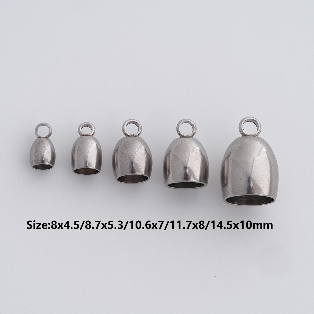 10 Pcs Steel Bead Caps,stainless Steel Cord End Cord Tip Solid End Cap ...