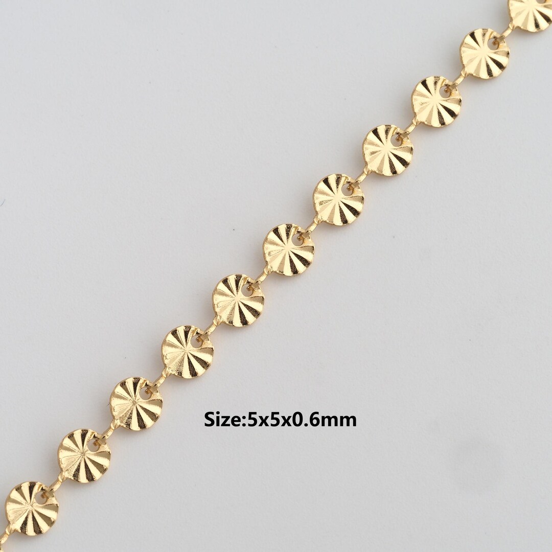 1/5/10 Meter Gold Disc Chains,18k Gold Filled Semi Finished Chains ...