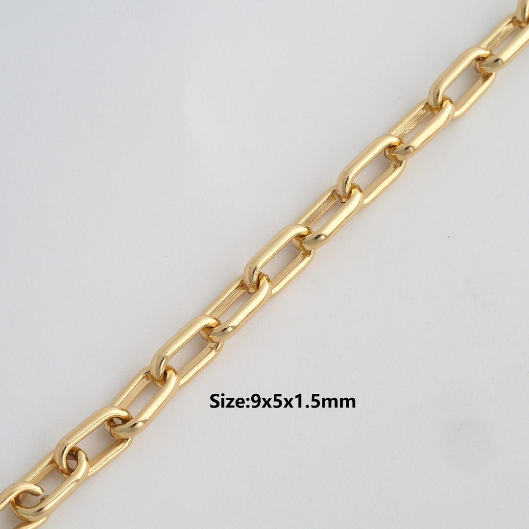 1/5/10 Meter Gold Paper Clip Chains,18k Gold Filled Semi Finished ...