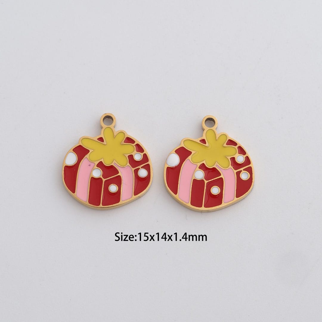 1/5/10 Pcs Steel Gift Box Pendant,stainless Steel Gift Box Charms ...
