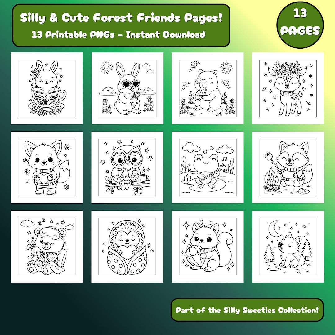 Woodland Animal Coloring Pages for Kids – 13 Forest Friends Coloring ...